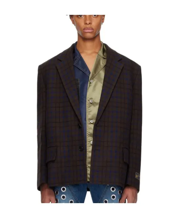 We11Done Grid-pattern Single-breasted Blazer