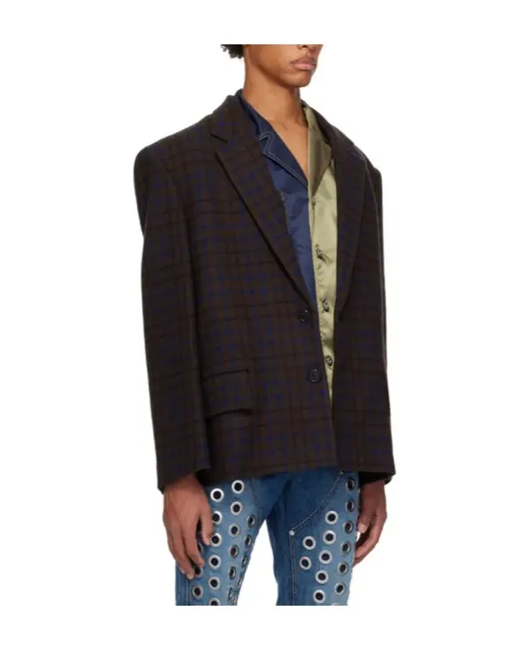 We11Done Grid-pattern Single-breasted Blazer