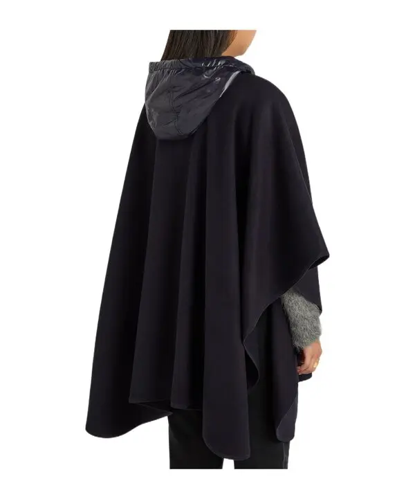 Moncler Hooded Belted Wool-blend Cape Coat - Black
