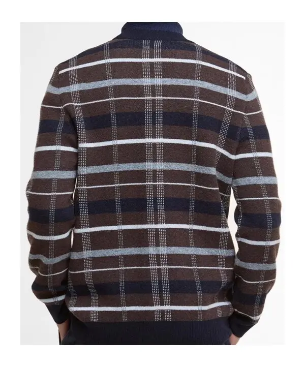 Barbour Long-sleeved Knitted Cardigan With Check Pattern