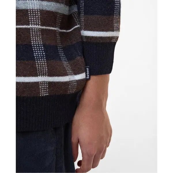 Barbour Long-sleeved Knitted Cardigan With Check Pattern