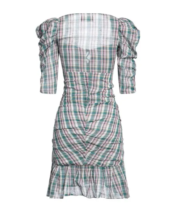 Isabel Marant Étoile Plaid Ruched Dress With Square Neck