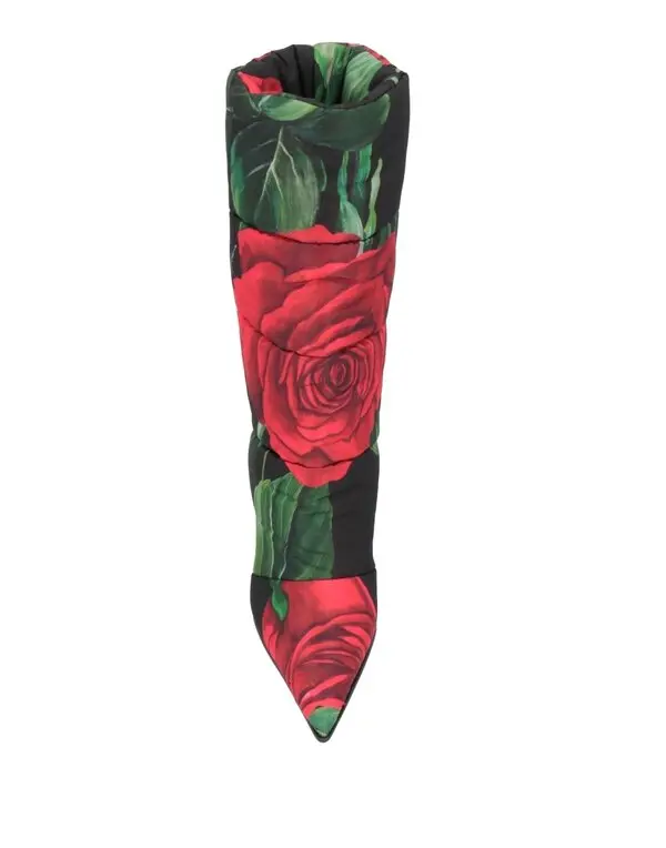 Dolce & Gabbana Floral Print Padded Ankle Boots