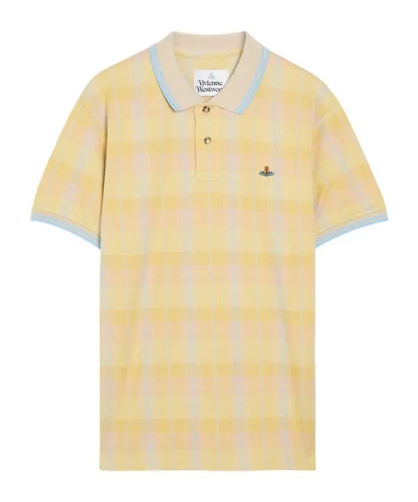 VIVIENNE WESTWOOD Cotton Plaid Polo Shirt - Nude