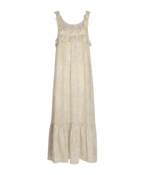 Chloé Floral Silk Dress - Nude