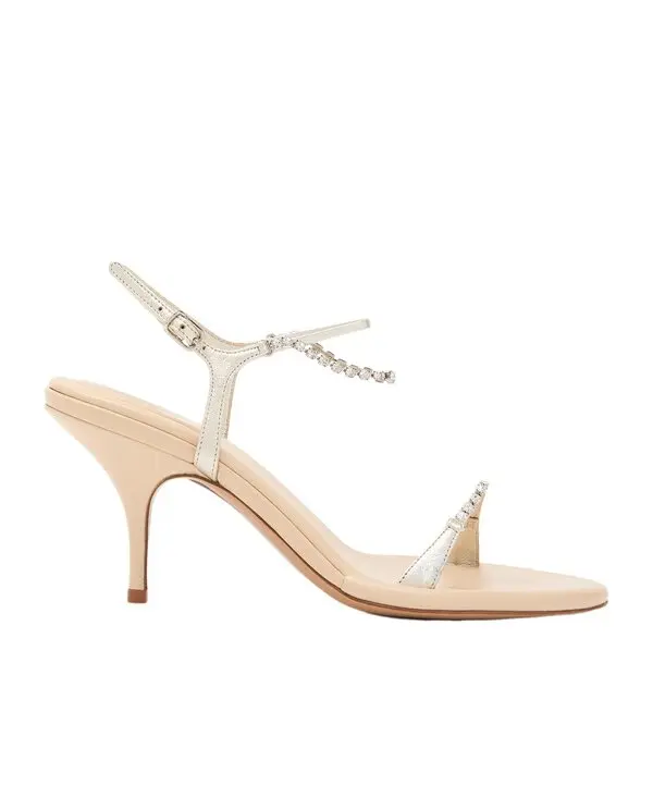 Chloé Zia 80 Embellished Leather Sandals - Nude
