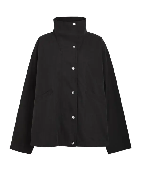 TOTEME Funnel-neck Cotton-blend Poplin Jacket - Black