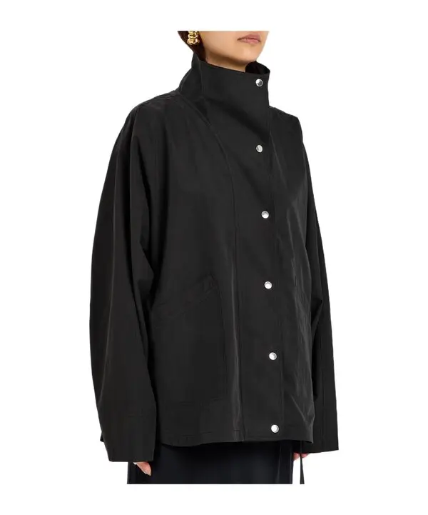 TOTEME Funnel-neck Cotton-blend Poplin Jacket