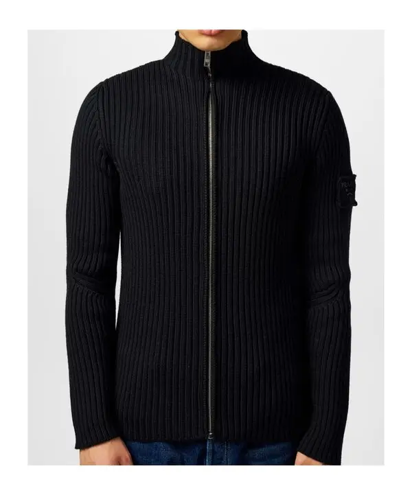 Prada Zip-up Ribbed Sweater