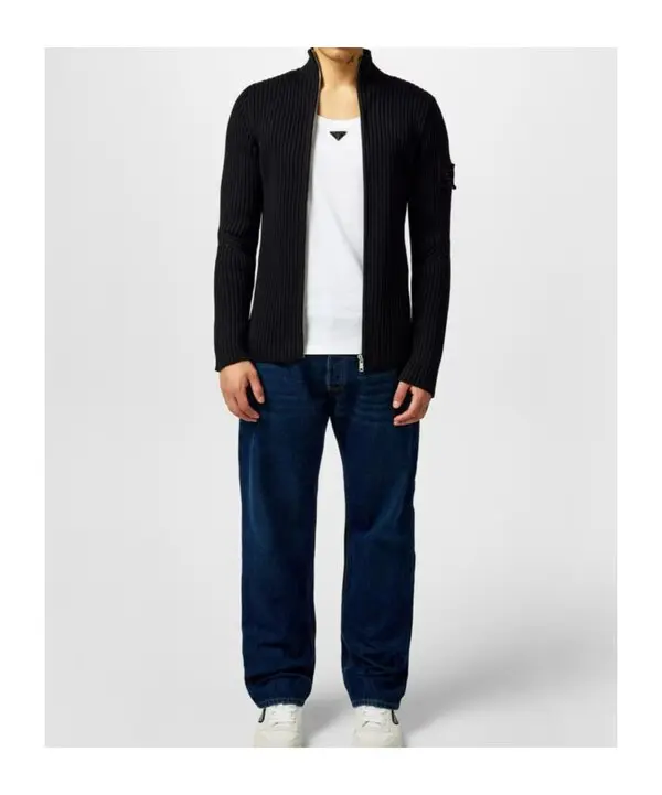 Prada Zip-up Ribbed Sweater