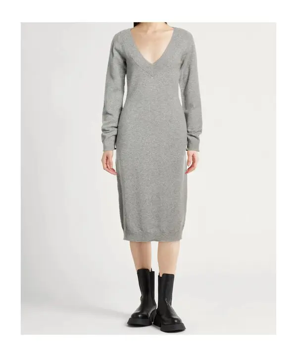 Sportmax Long Sleeve V-neck Dress
