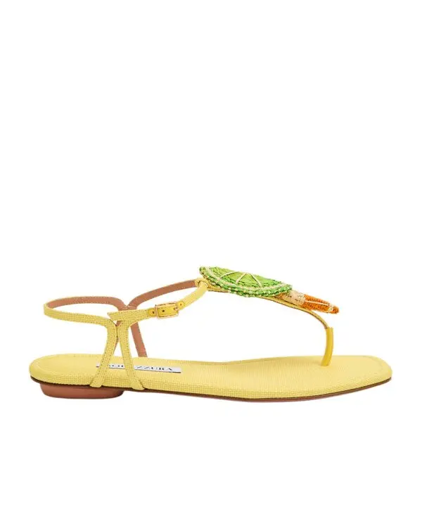 AQUAZZURA Handmade Woven Sandals - Yellow
