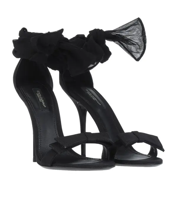 Dolce & Gabbana Grosgrain And Tulle Bow Detailed High Heel Sandals