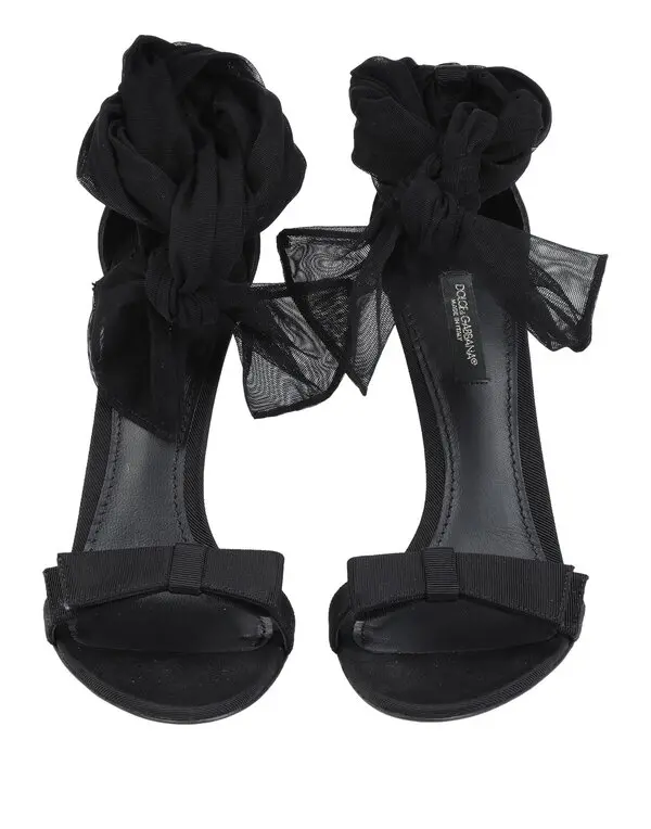 Dolce & Gabbana Grosgrain And Tulle Bow Detailed High Heel Sandals