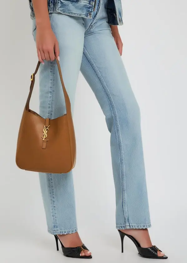 Saint Laurent Genuine Leather Shoulder Bag - Brown