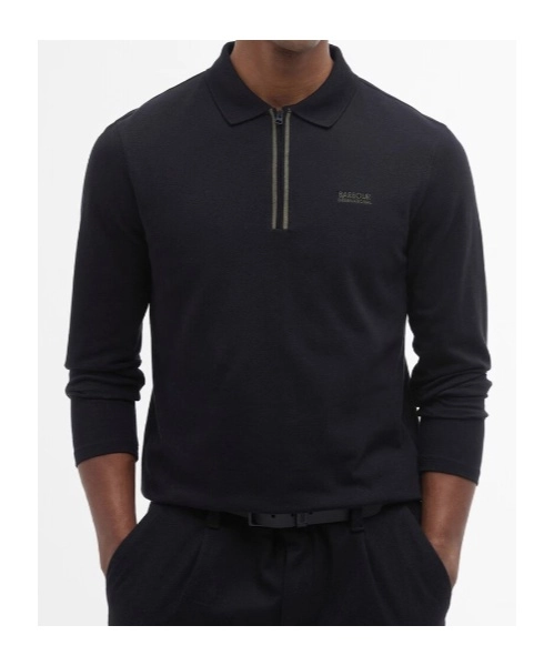 Barbour Long-sleeved Zip-up Polo Shirt - Black