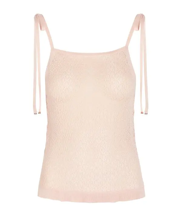 GANNI Pointelle Knit Top With Adjustable Straps - Nude