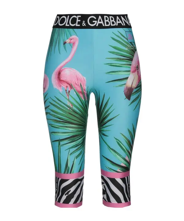 Dolce & Gabbana Flamingo Print Stretch Capri Pants