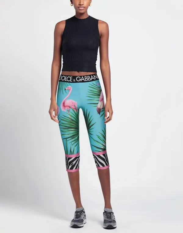 Dolce & Gabbana Flamingo Print Stretch Capri Pants