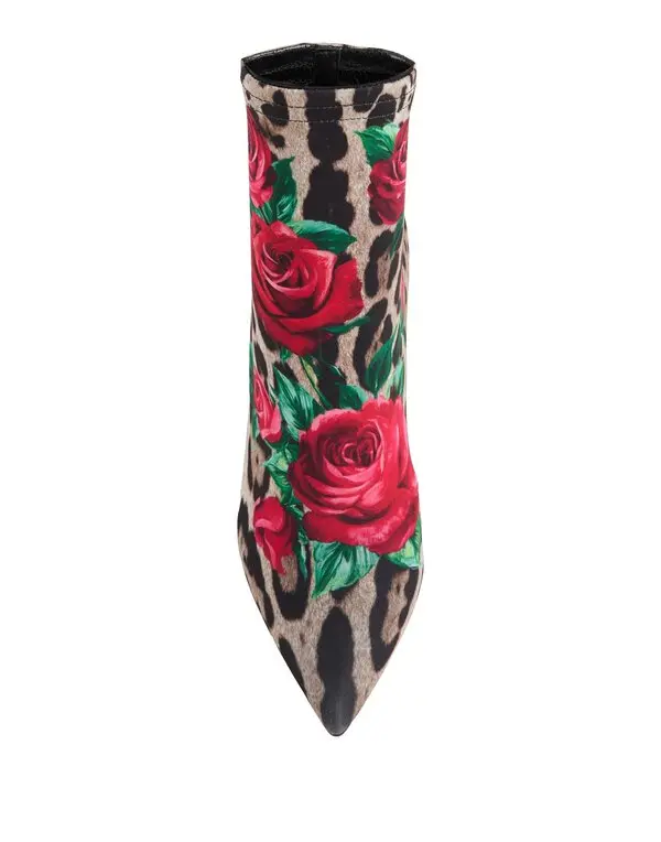 Dolce & Gabbana Pointed Toe Leopard Print Ankle Boots
