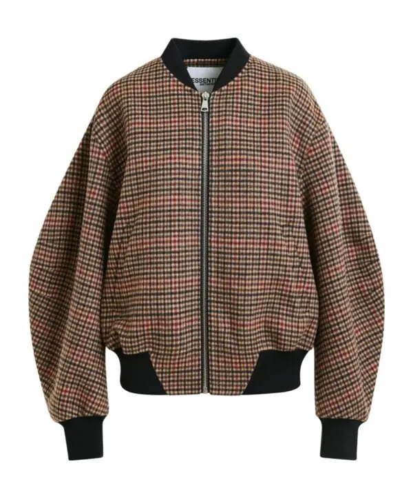 Essentiel Antwerp Checked Wool Bomber Jacket