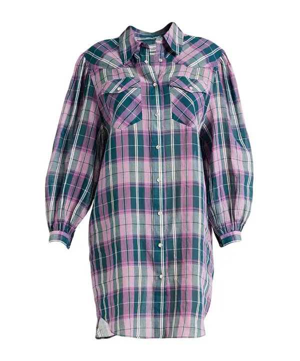 Isabel Marant Étoile Plaid Long Sleeve Shirt Dress