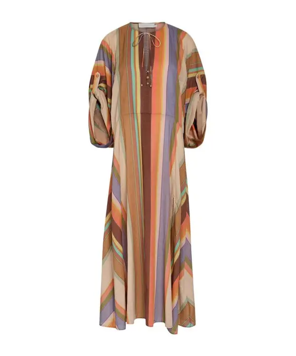 Zimmermann Striped Cotton Tunic Midi Dress