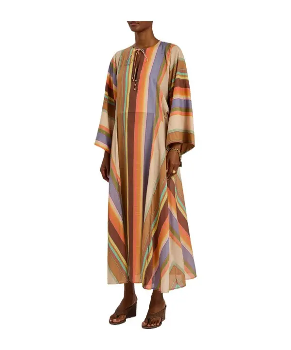 Zimmermann Striped Cotton Tunic Midi Dress