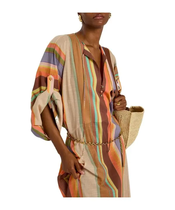 Zimmermann Striped Cotton Tunic Midi Dress
