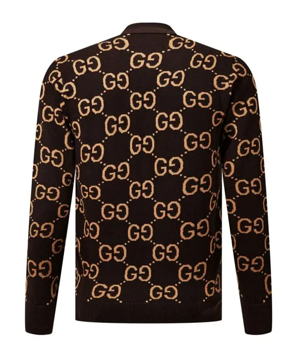 Gucci Lettering Jacquard V-neck Cardigan
