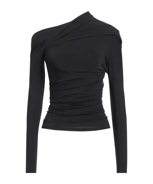 Balenciaga Solid Color Off-the-shoulder Long Sleeve Top