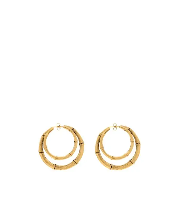 Saint Laurent Bamboo Double Hoop Earrings - Yellow