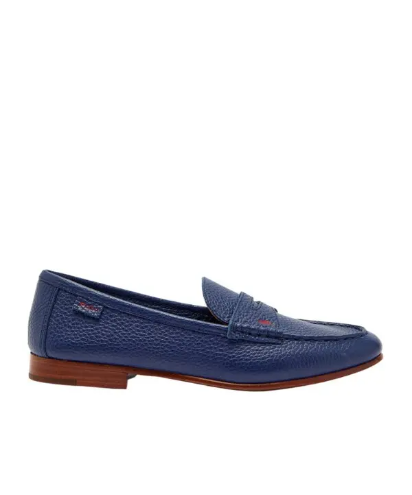Polo Ralph Lauren Logo Pebbled Leather Loafers - Blue