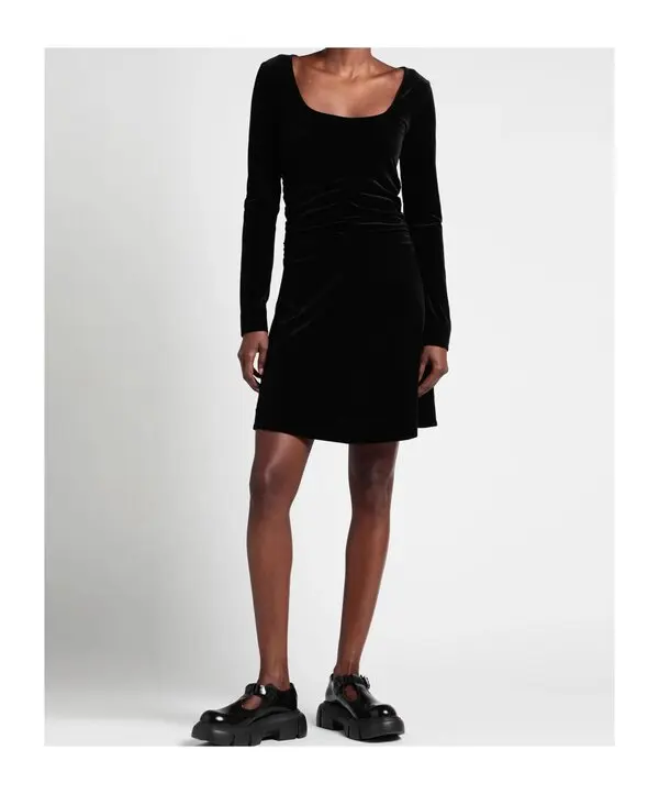 GANNI Velvet Long Sleeve Square Neck Dress