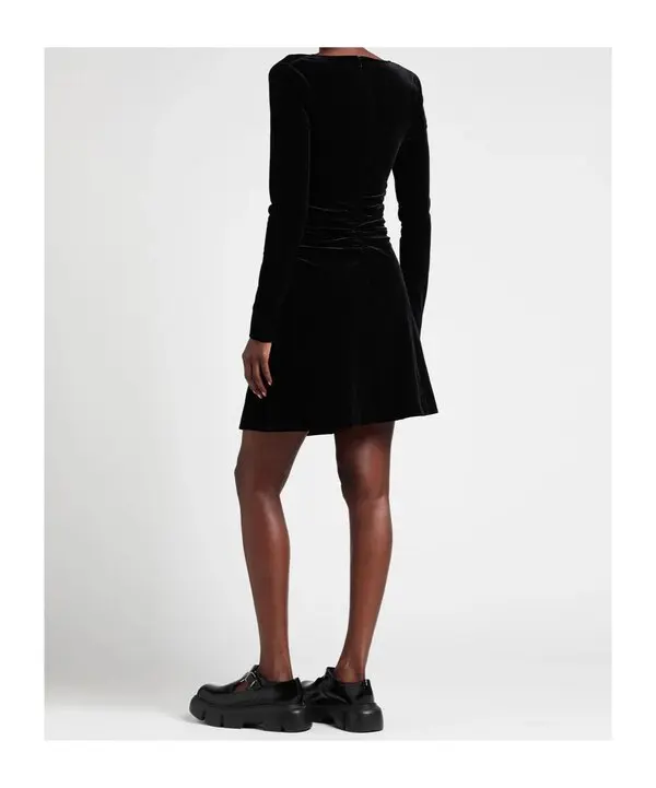 GANNI Velvet Long Sleeve Square Neck Dress