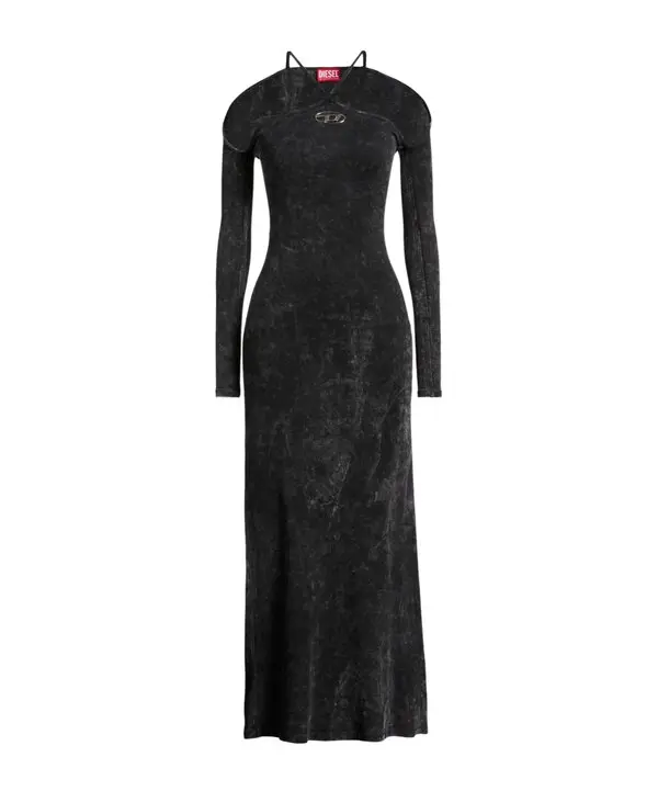 DIESEL® Solid Color V-neck Long Sleeve Dress