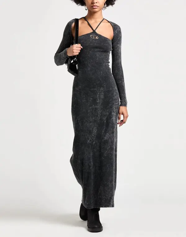 DIESEL® Solid Color V-neck Long Sleeve Dress