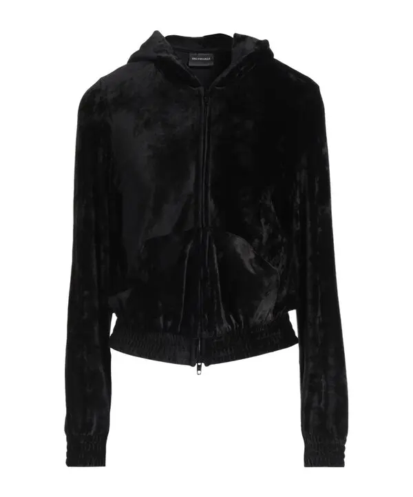Balenciaga Hooded Zip-up Sweatshirt With Chenille Appliqués And Crystals
