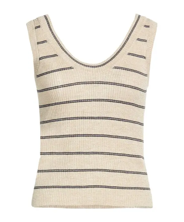 Brunello Cucinelli Sleeveless Striped Lightweight Knit Top