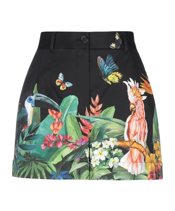 Dolce & Gabbana Printed Stretch Fabric Shorts - Green
