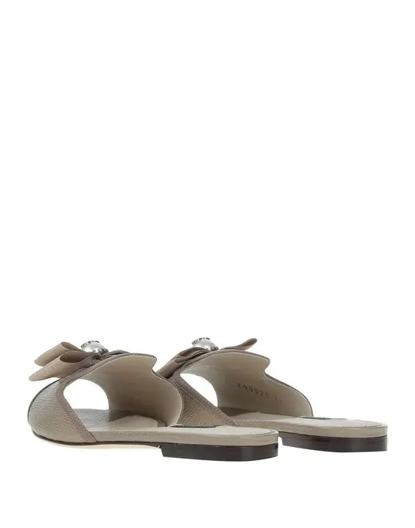 Dolce & Gabbana Two-tone Leather Bow Detail Slide Slippers