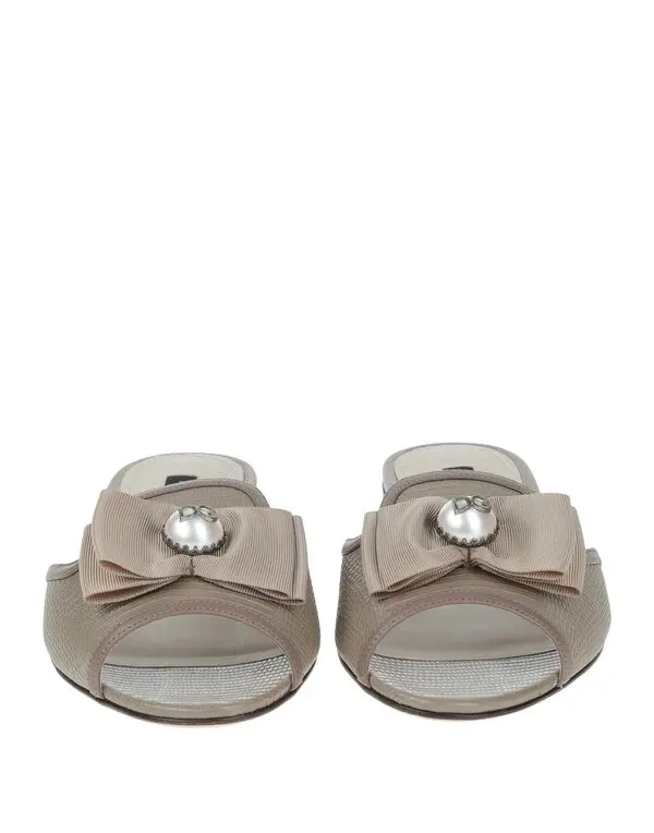 Dolce & Gabbana Two-tone Leather Bow Detail Slide Slippers