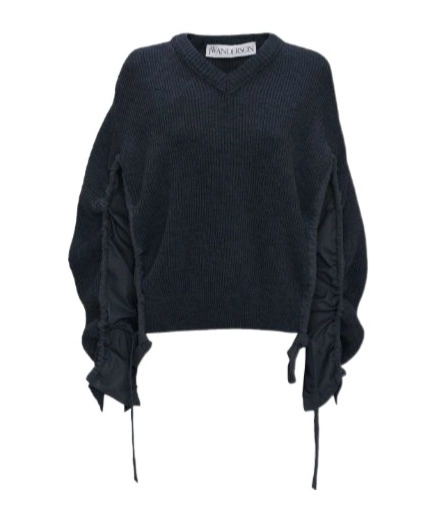 J.W.ANDERSON Ruched-detail Wool-blend Jumper - Black