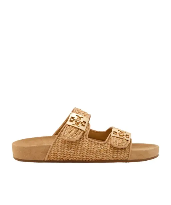 Tory Burch Mellow Raffia Sliders - Brown