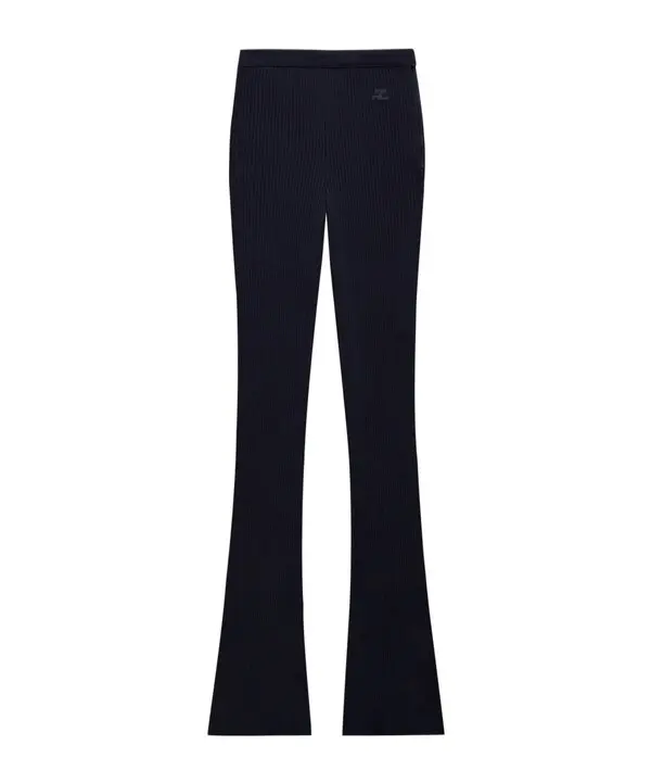 COURREGES Ribbed Flared-leg Trousers With Ac Logo