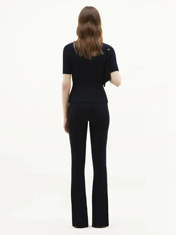 COURREGES Ribbed Flared-leg Trousers With Ac Logo