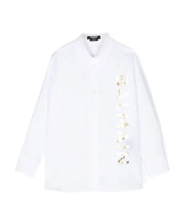 Balmain Logo Print Cotton Shirt