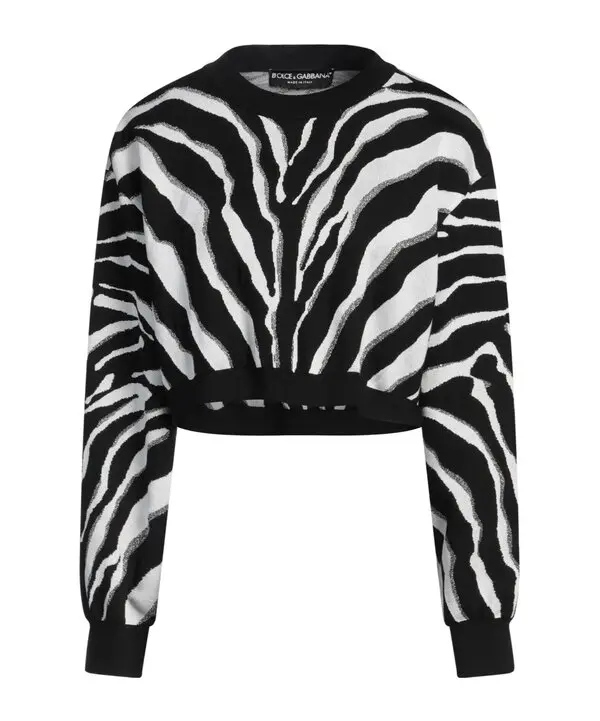 Dolce & Gabbana Zebra Print Metallic Knit Sweater