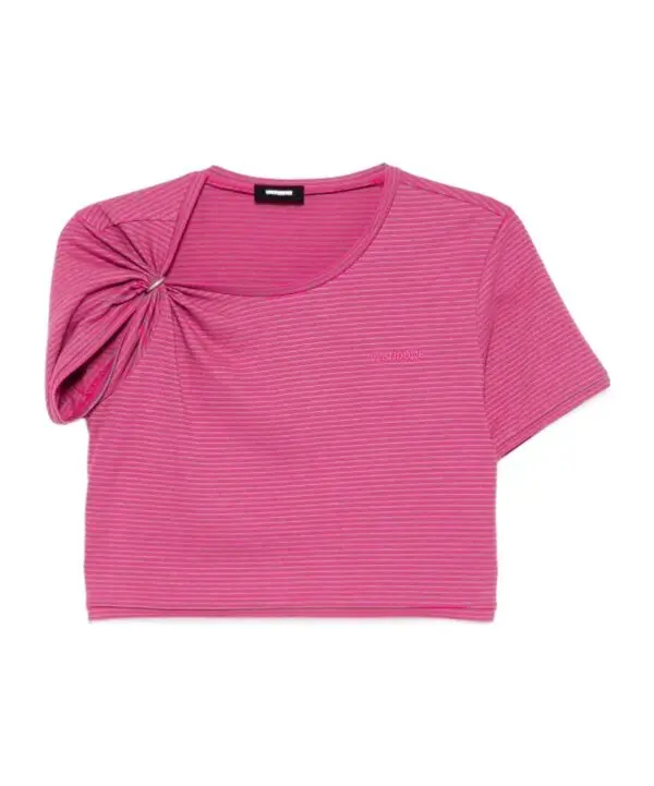 We11Done Gathered Cropped T-shirt - Fuchsia Pink