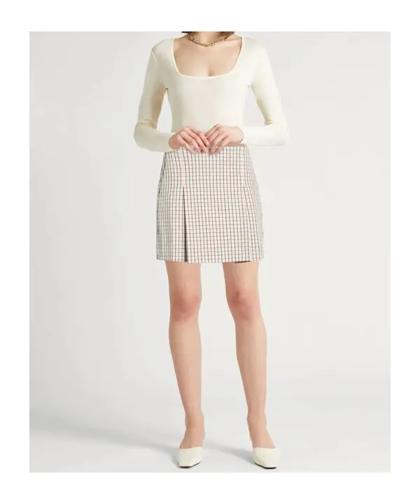 Tory Burch Checked Pleated Skirt